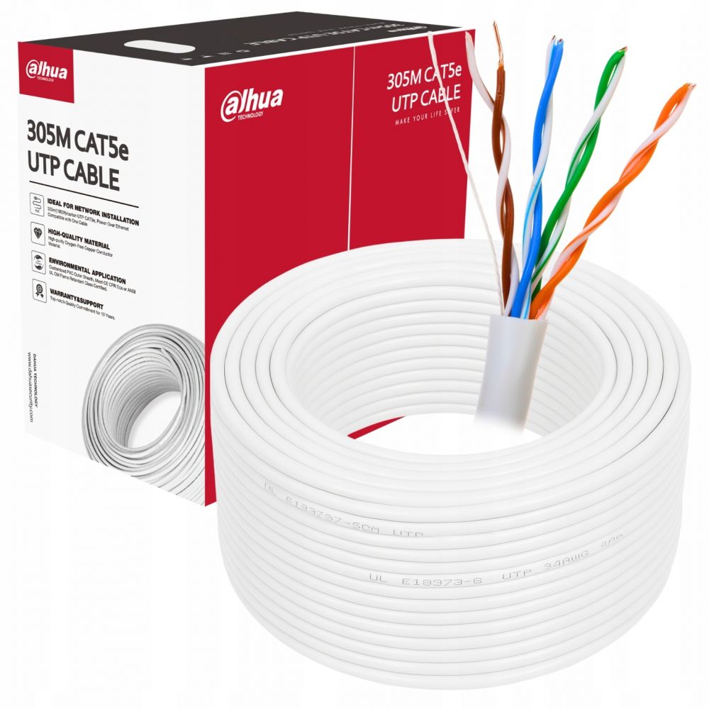Interneta kabelis CAT5e UTP 305m iekštelpu balts (Dahua), Interneta ...